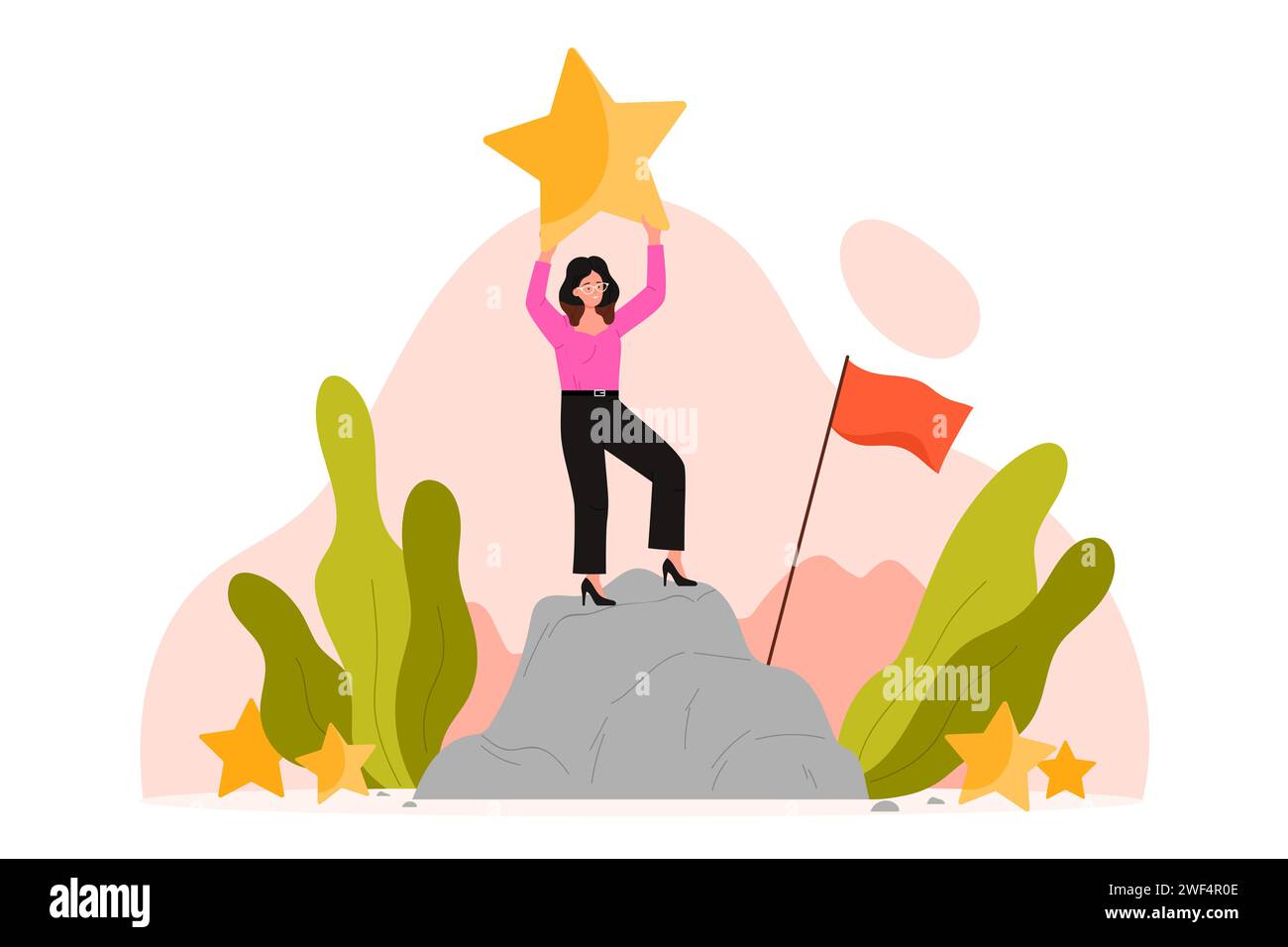 Businesswoman career achievement, success mission and challenge ...