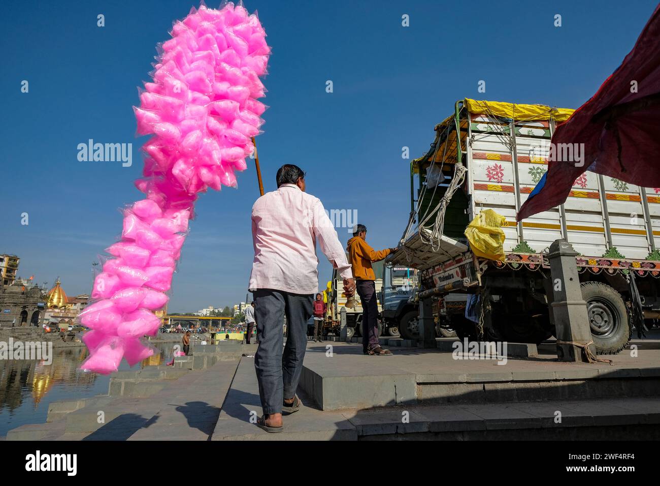 Nashik, India - January 25, 2024: A man selling cotton candy at the ...