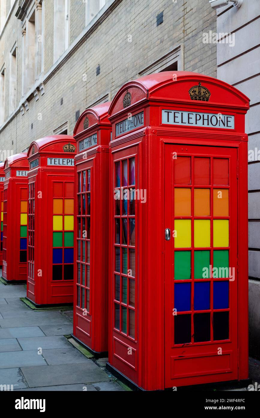 Iconic London telephone boxes in Broad Court Street, WC2, Covent Garden ...