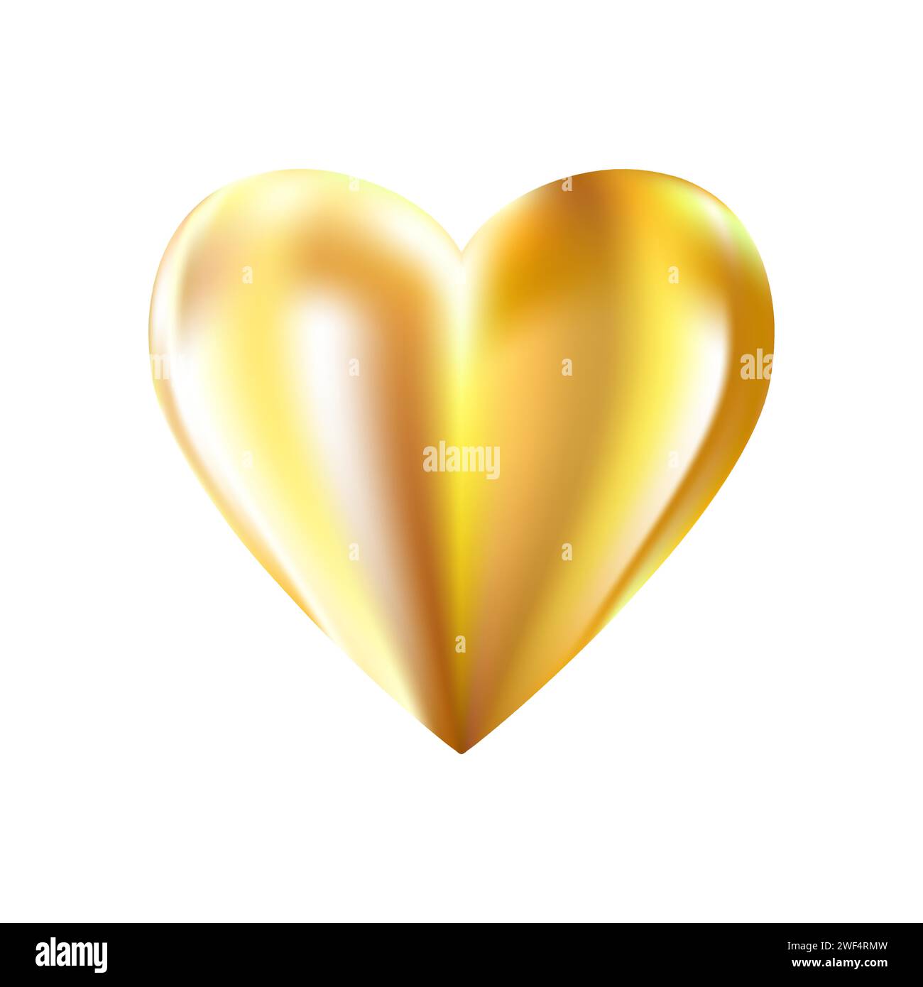 Golden realistic heart icon on white background. 3d vector illustration ...
