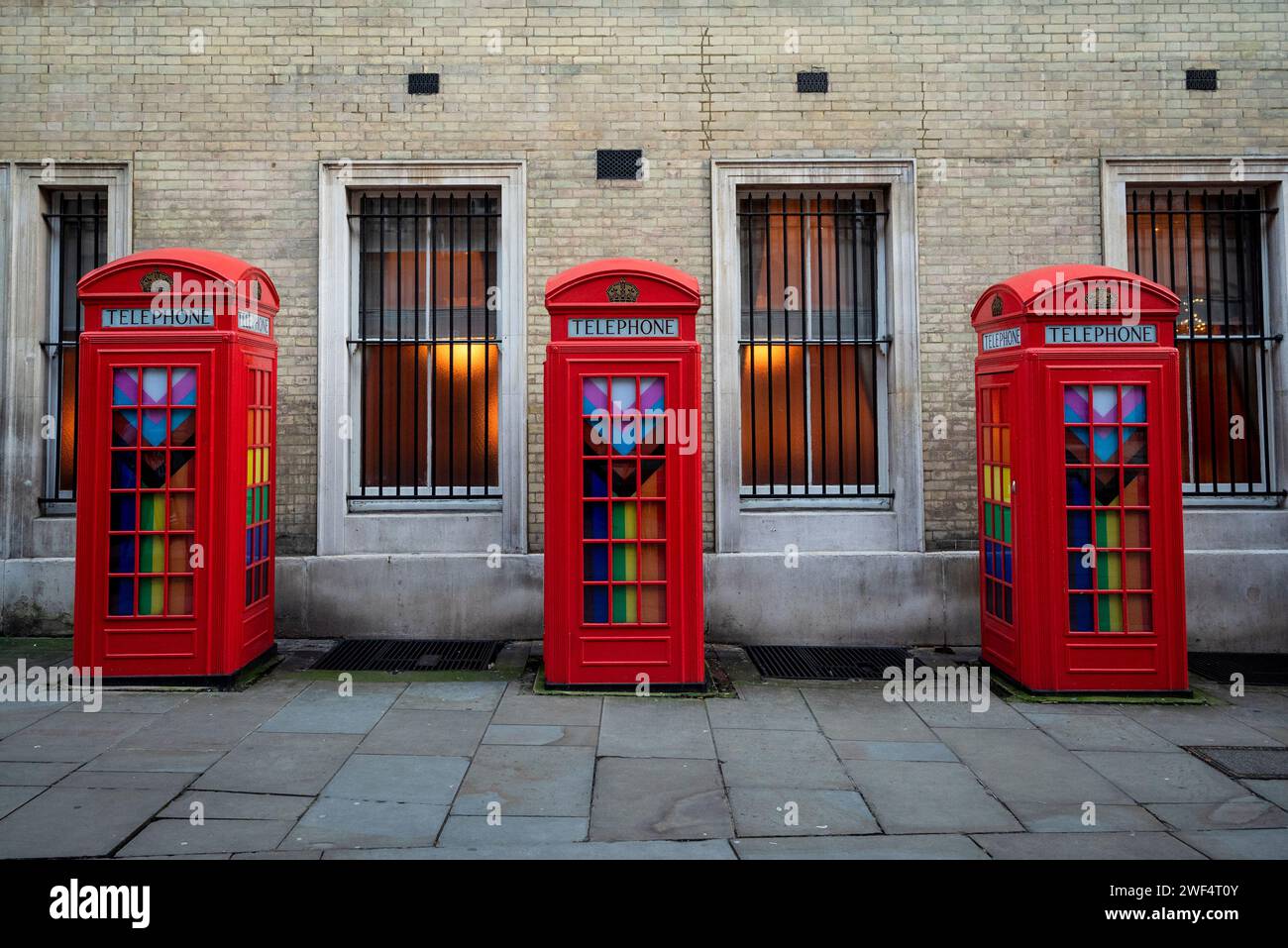 Iconic London telephone boxes in Broad Court Street, WC2, Covent Garden ...