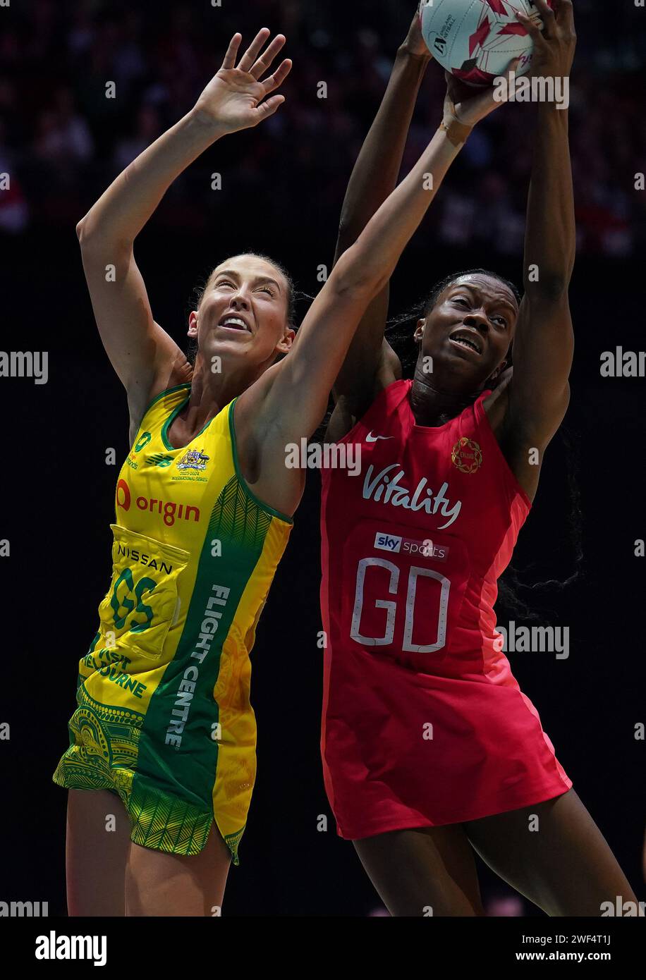 Australia's Cara Koenen (left) and England's Funmi Fadoju during the ... Australia's Cara Koenen (left) and England's Funmi Fadoju during the ...
