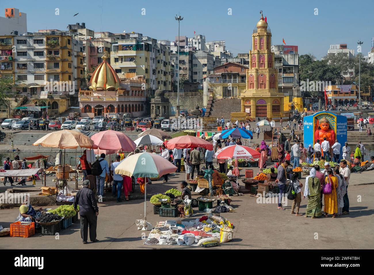 Nashik, India - January 25, 2024: People selling fruit at the Ganga ...