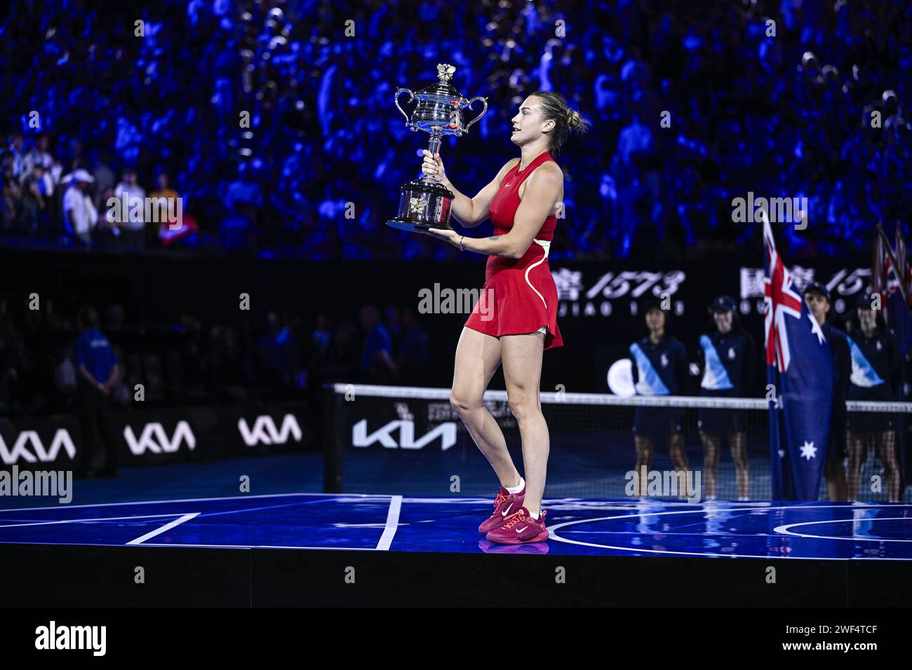 Aryna Sabalenka with the trophy during the Australian Open AO 2024 ...