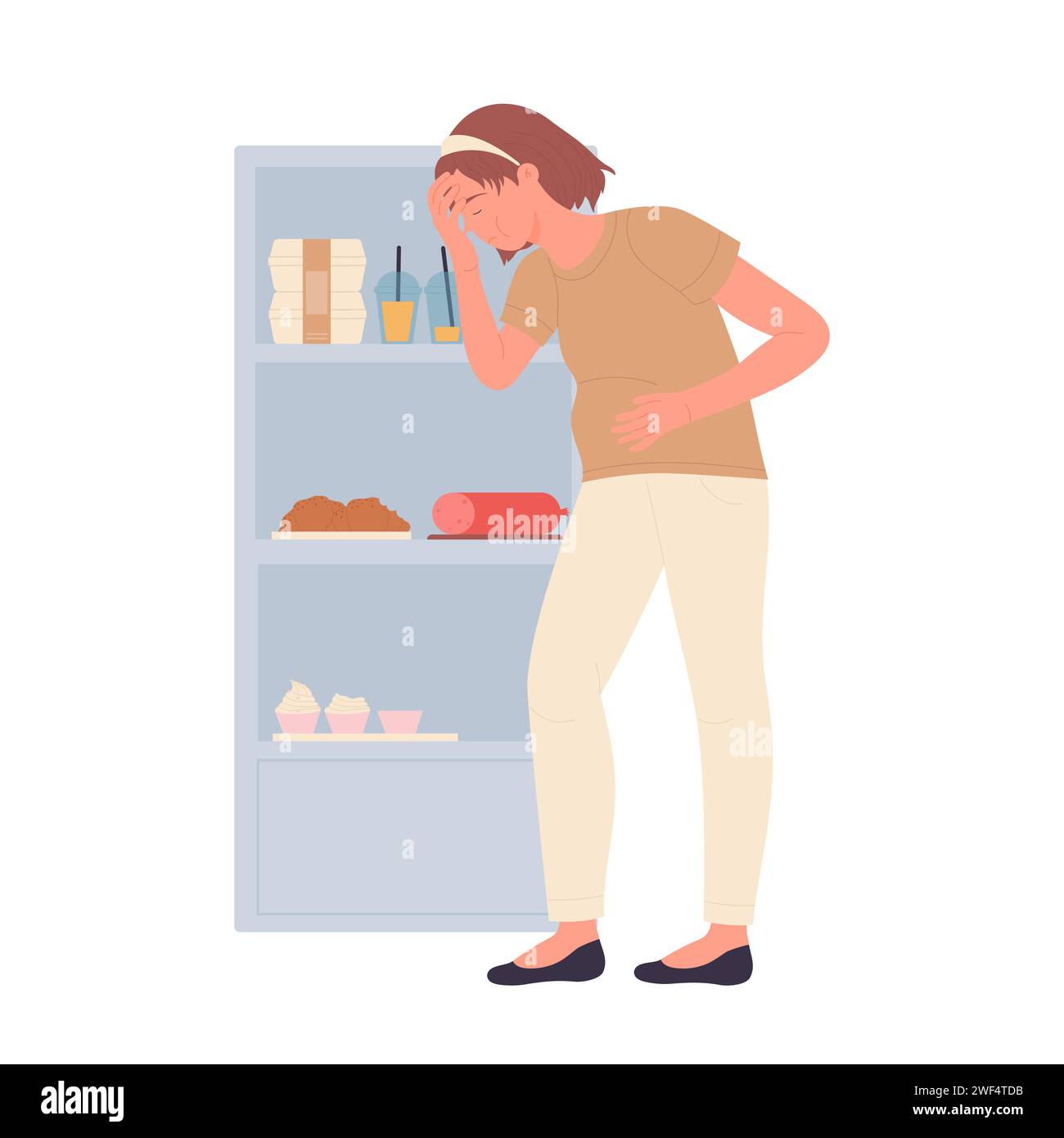 Bulimia disease eating disorder. Psychiatric mental problems cartoon ...