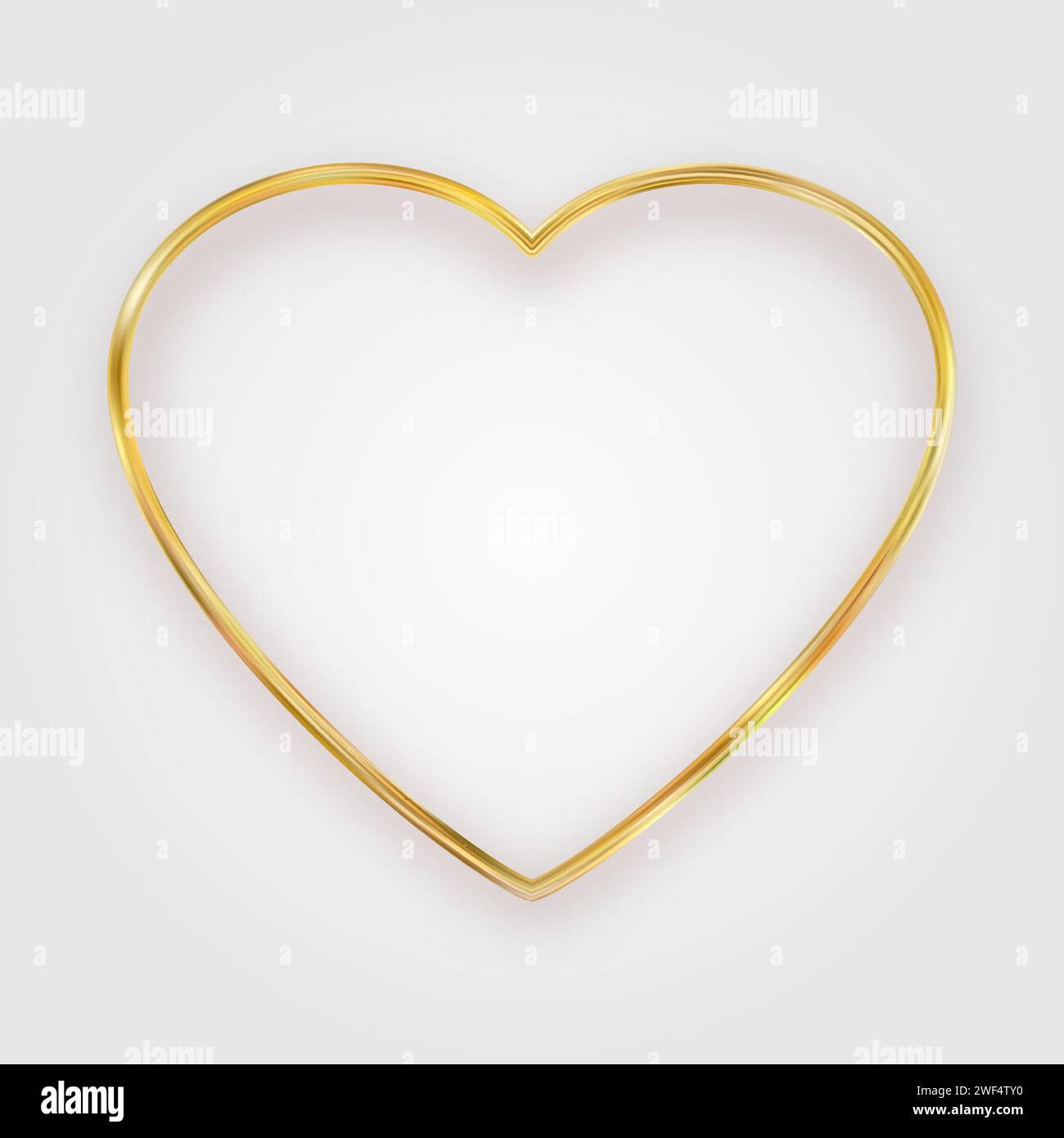 Thin gold heart frame. Golden realistic heart border. Luxury symbol of ...