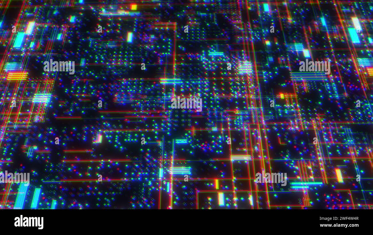 Digital cyberspace with dots and lines. Computer generated 3d render ...