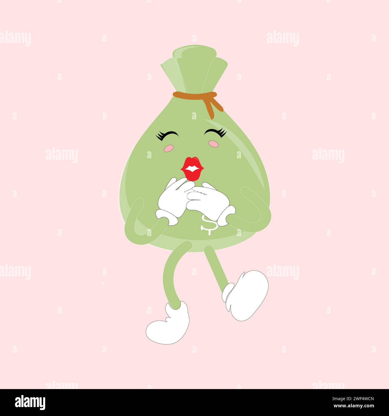 Money bag funny cartoon illustration. Money bag set mascot of 70s ...