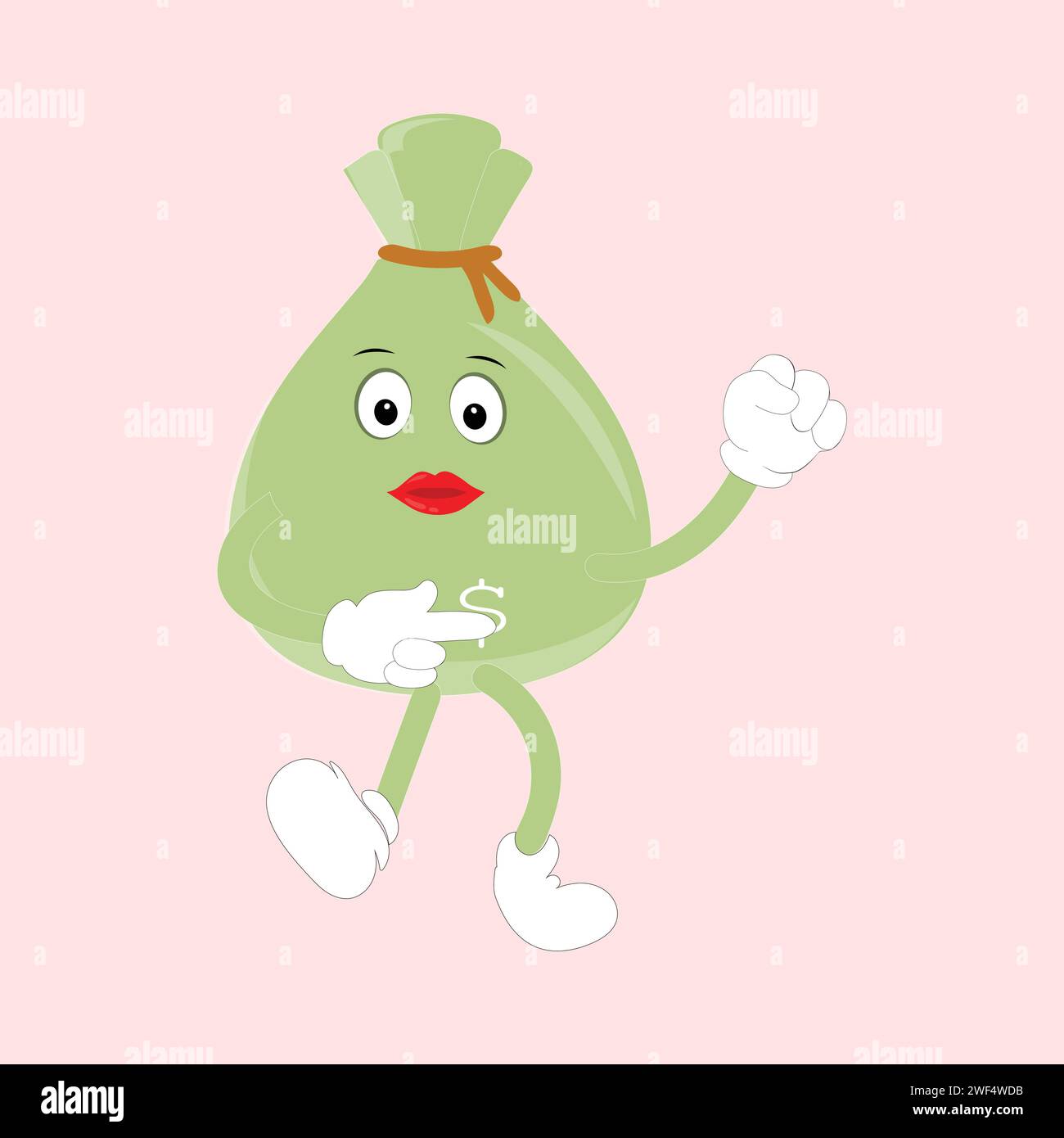 Money bag funny cartoon illustration. Money bag set mascot of 70s ...