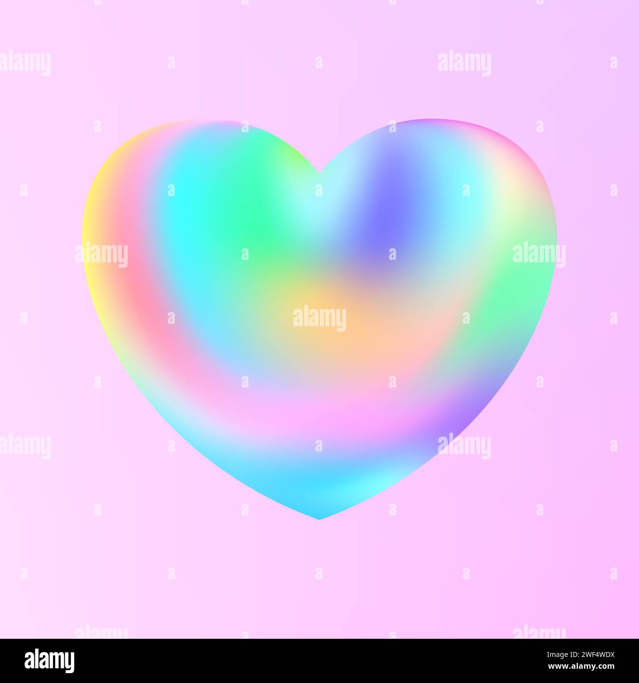 Holographic heart. Fluid liquid chrome heart shape. 3d y2k Stock Vector ...