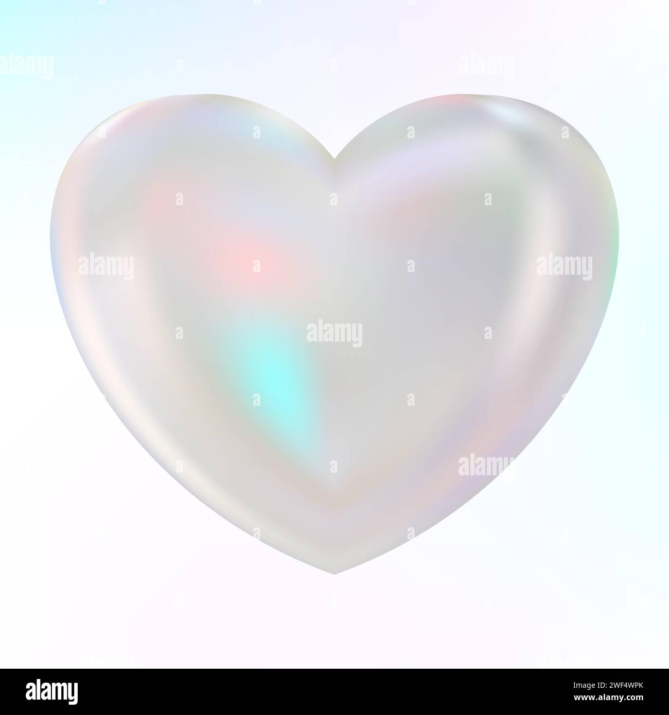 Holographic mother-of-pearl heart. Opal heart shape. Magic love ...