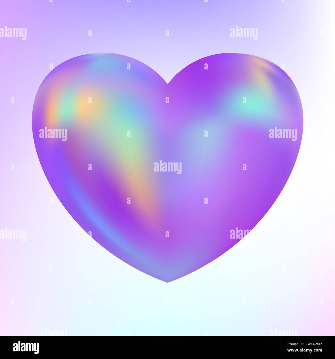 Holographic heart. Fluid liquid chrome heart shape. 3d y2k Stock Vector ...
