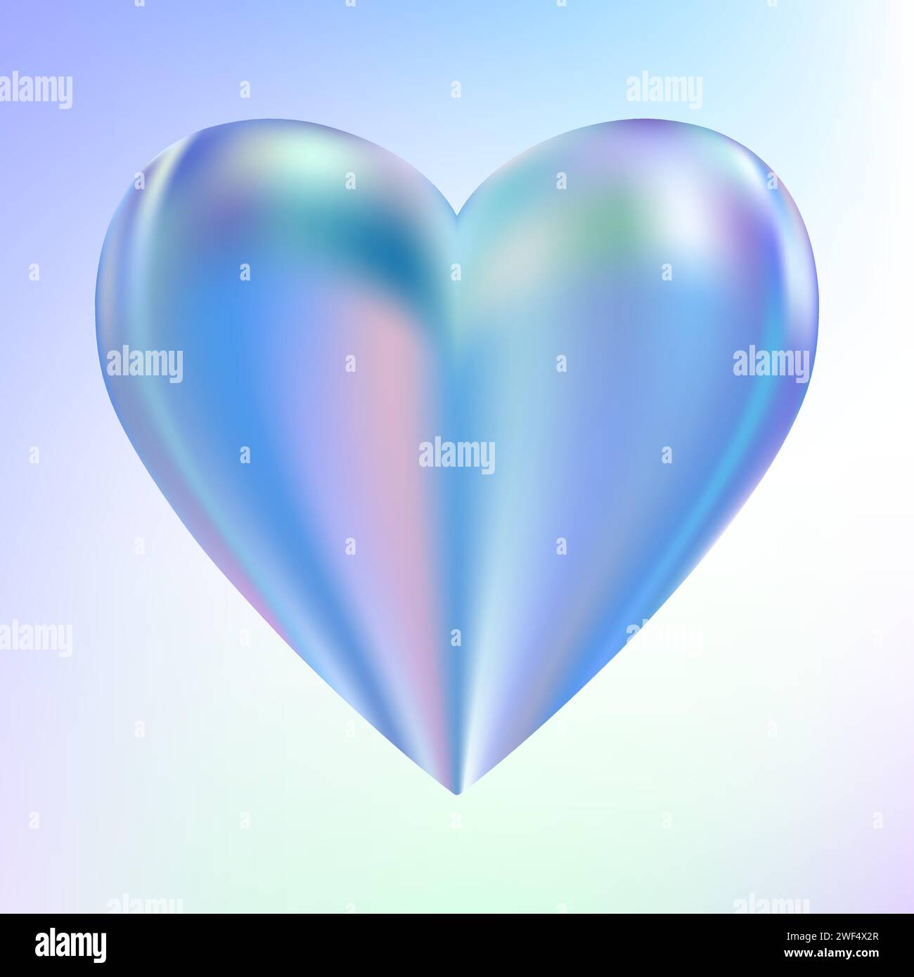 Holographic mother-of-pearl heart. Opal heart shape. Magic love ...