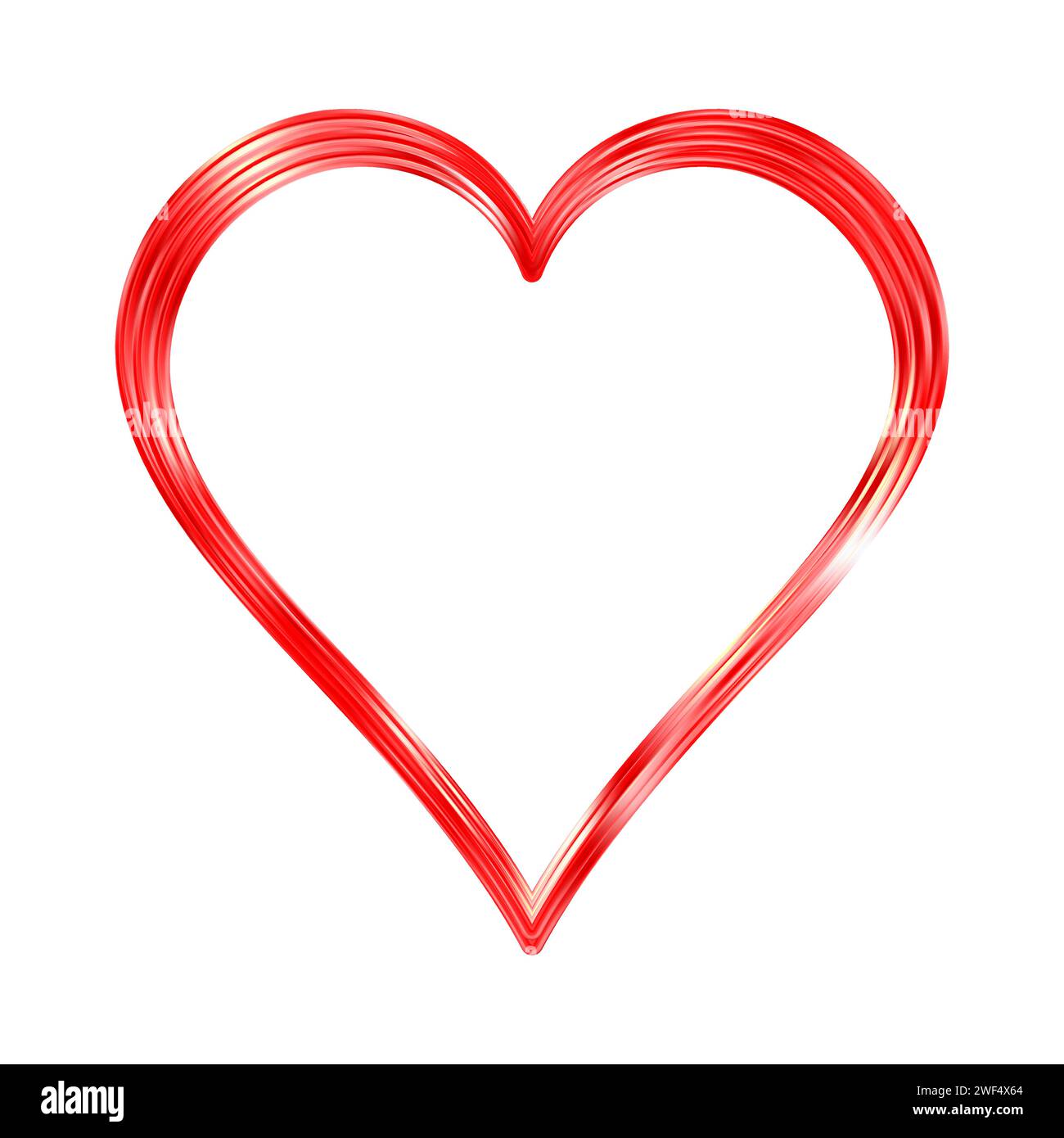 Thin gold heart frame. Golden realistic heart border. Luxury symbol of ...