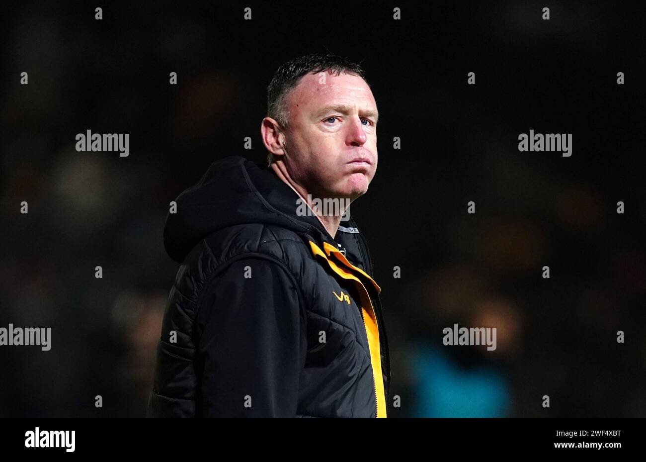 Newport County manager Graham Coughlan reacts following the Emirates FA ...