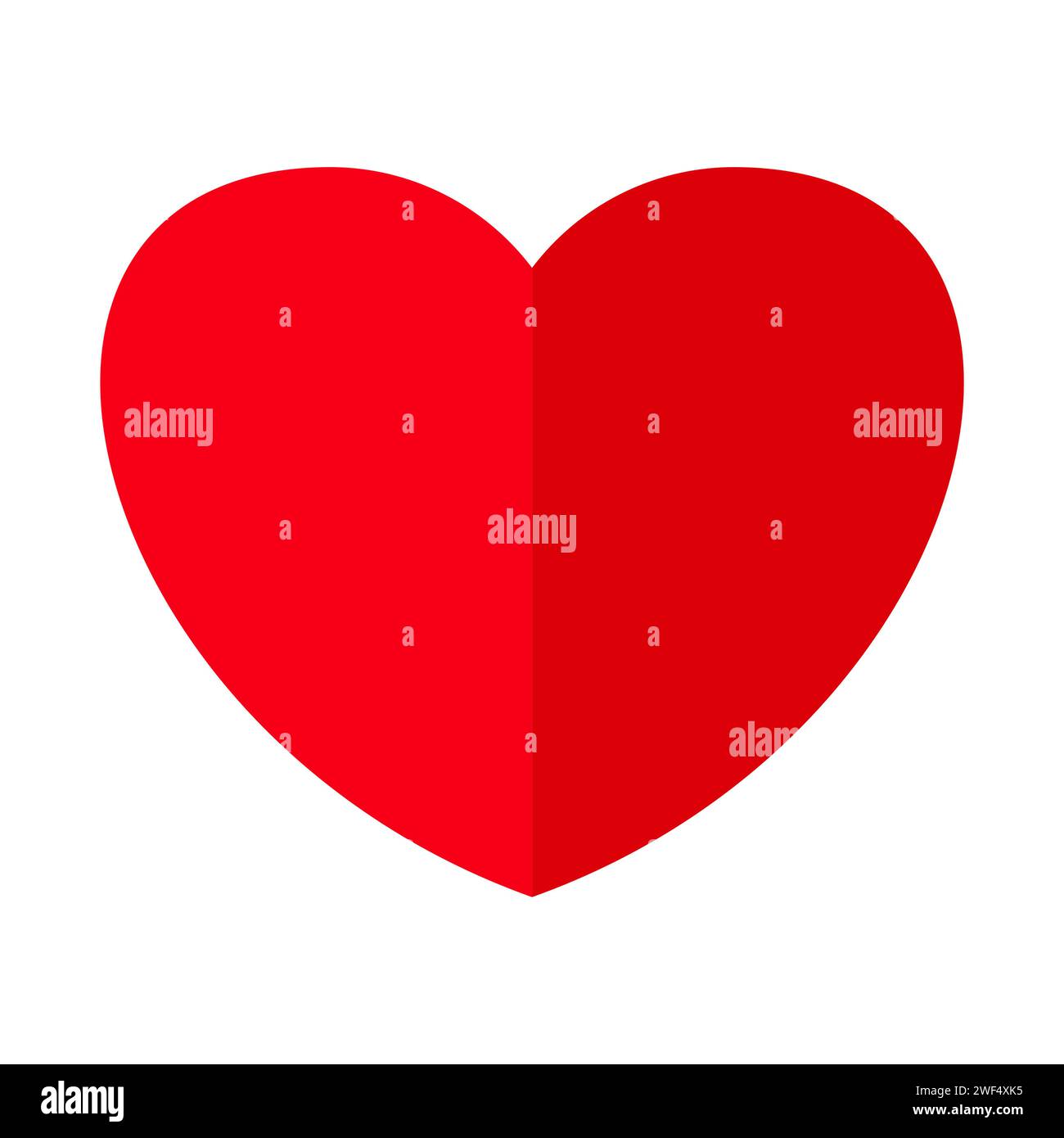 Red heart icon folded in half. Valentines day, symbol of love Stock ...
