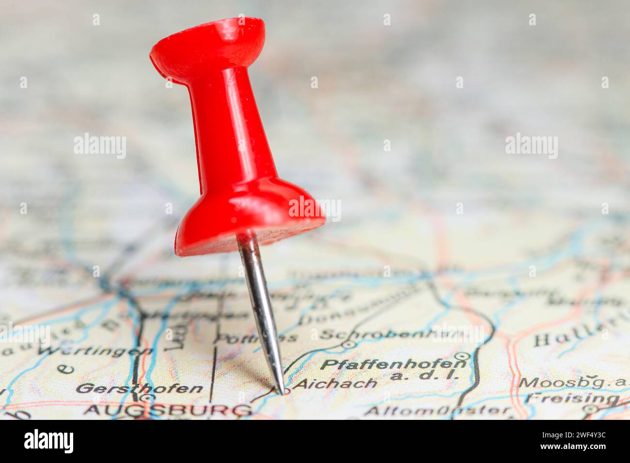 Aichach, Germany pin on map Stock Photo - Alamy