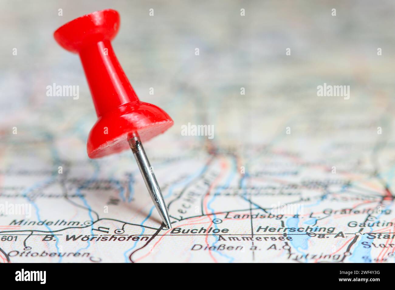 Buchloe, Germany pin on map Stock Photo - Alamy