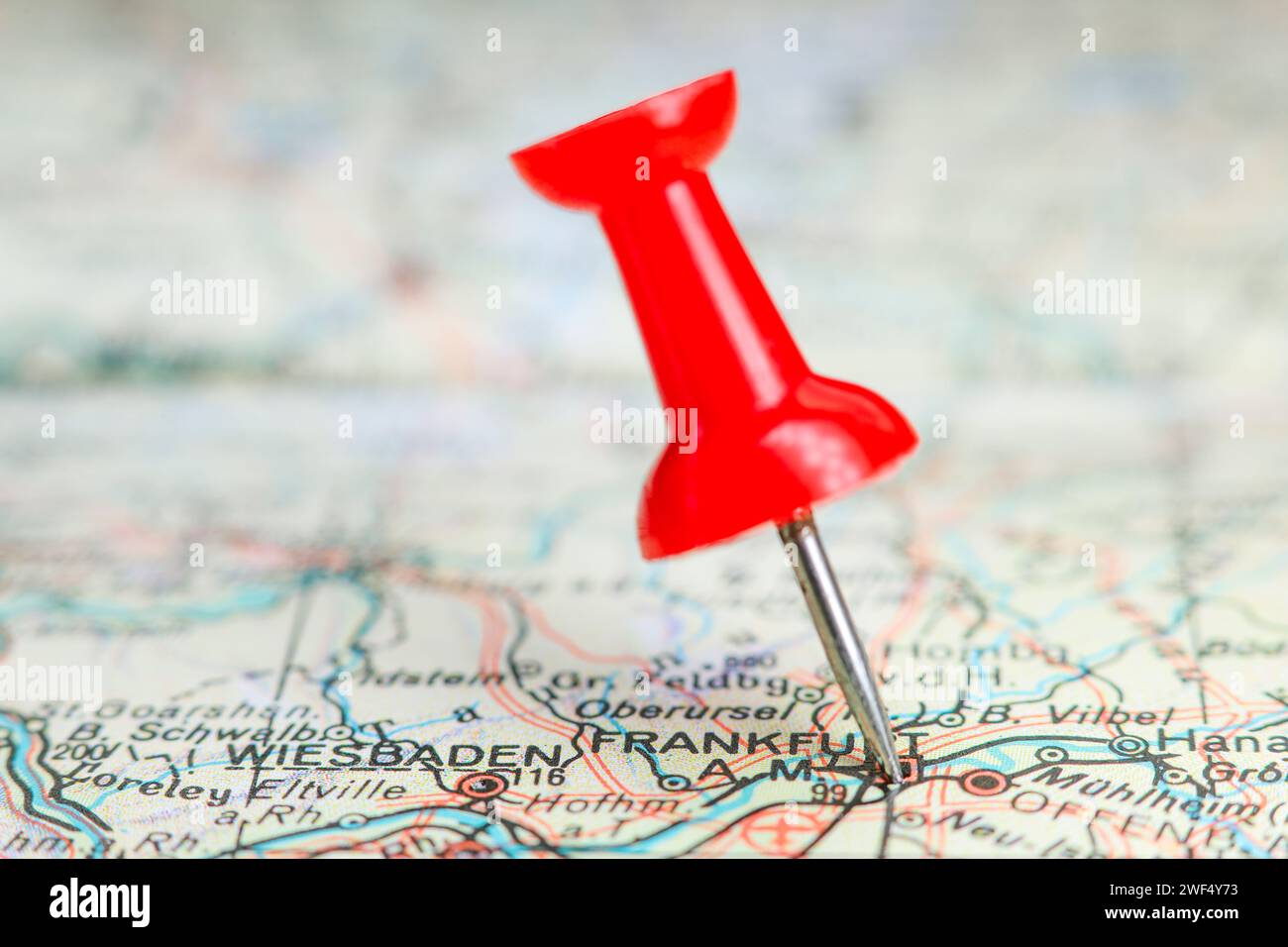 Frankfurt, Germany pin on map Stock Photo - Alamy