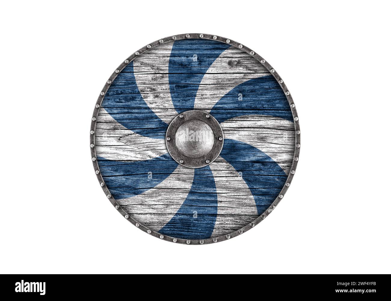 Old decorated wooden round shield isolated on white background Stock ...