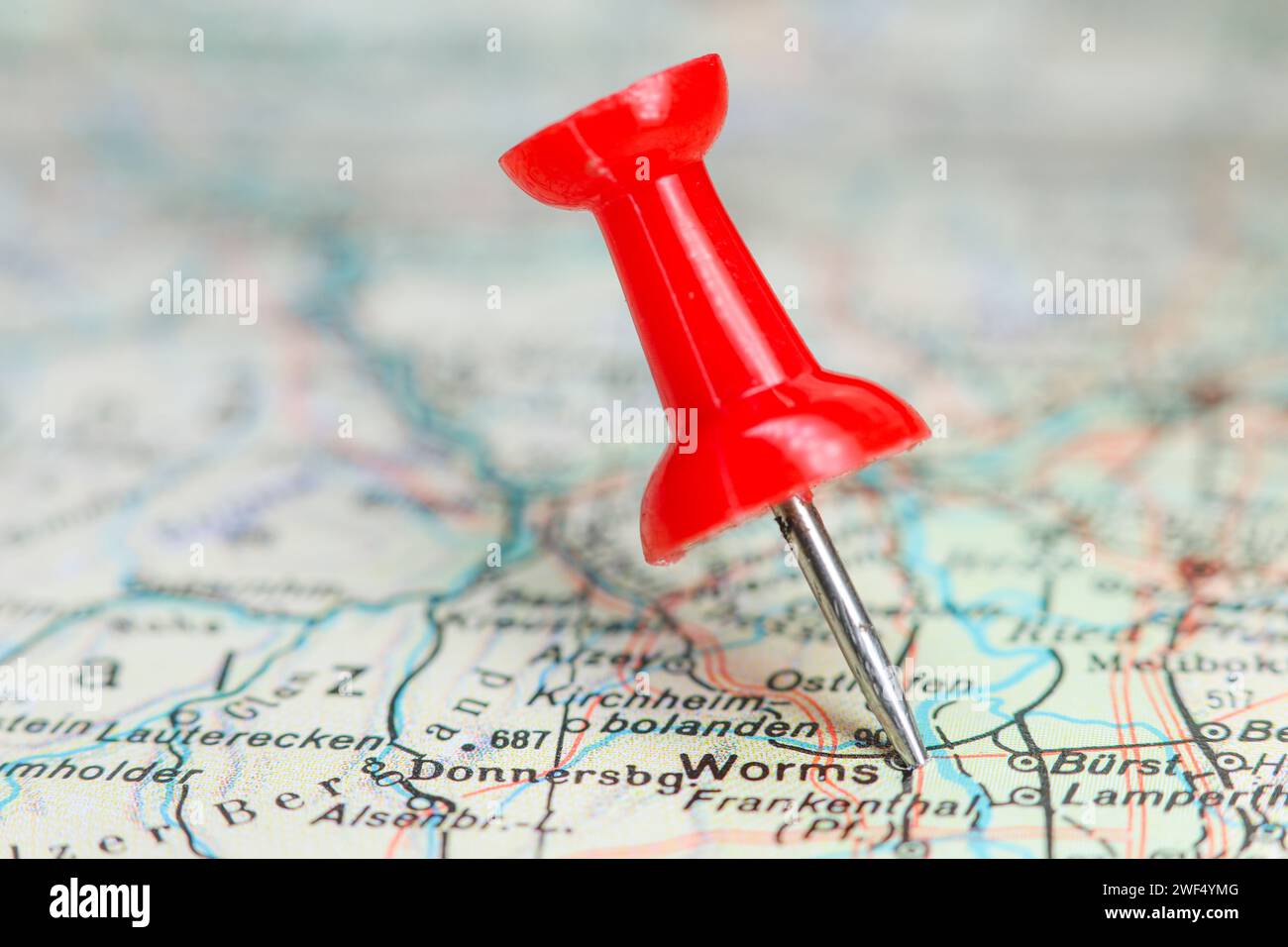 Viernheim, Germany pin on map Stock Photo - Alamy