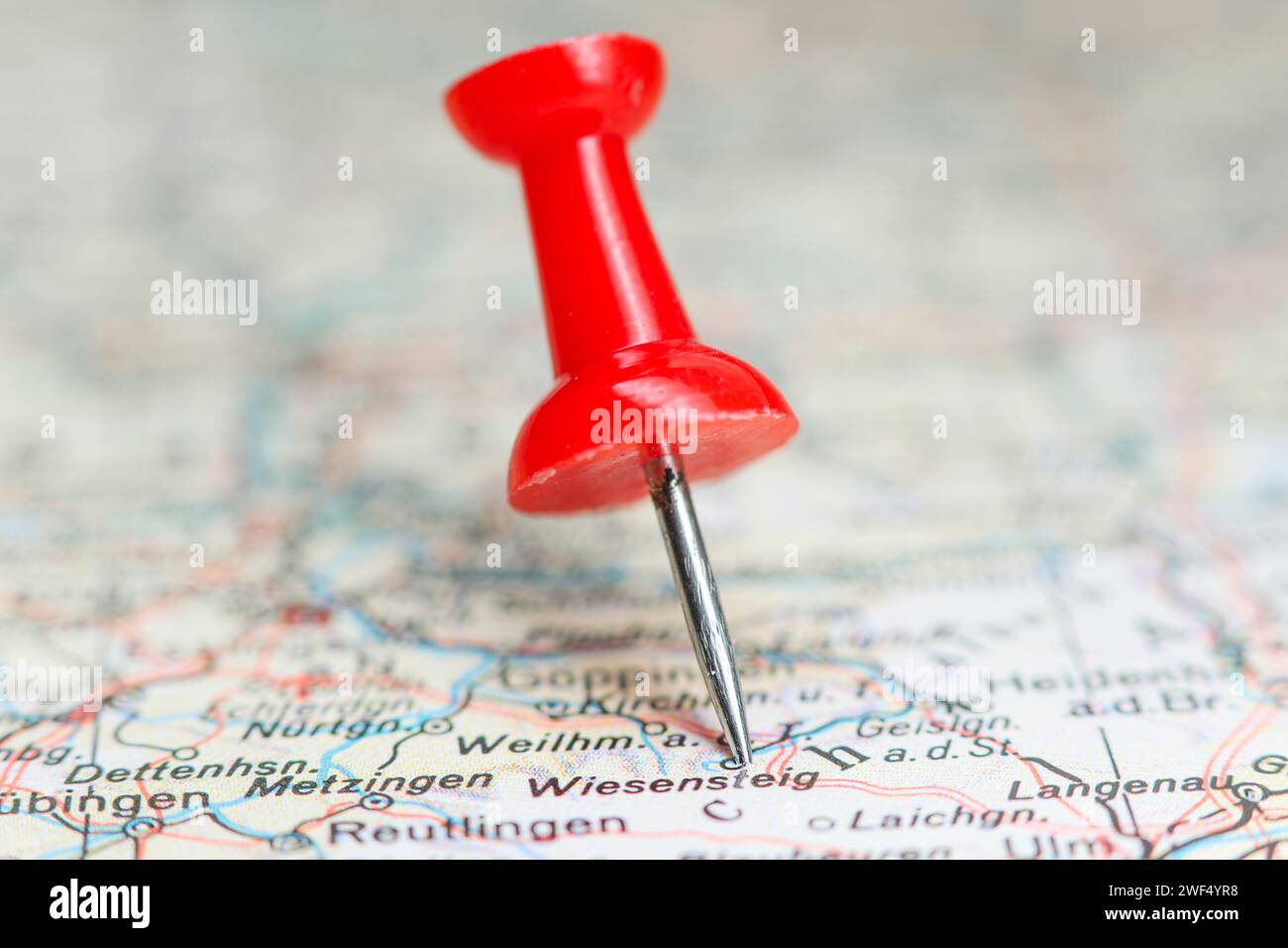 Wiesensteig, Germany pin on map Stock Photo - Alamy