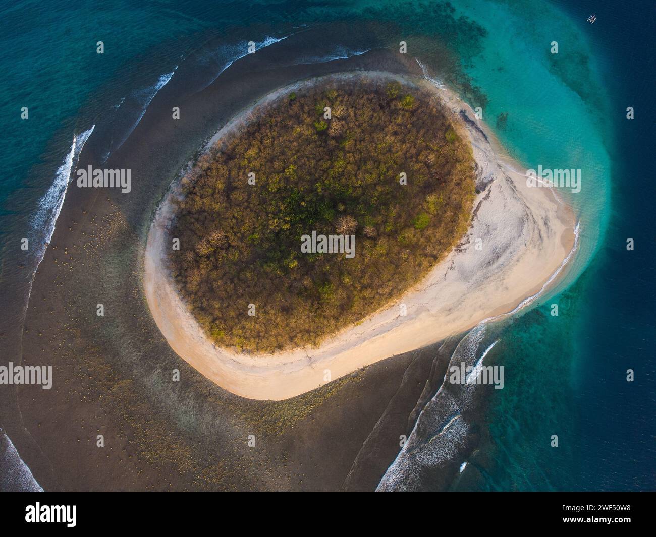 Aerial view of a small tropical Island Stock Photo - Alamy