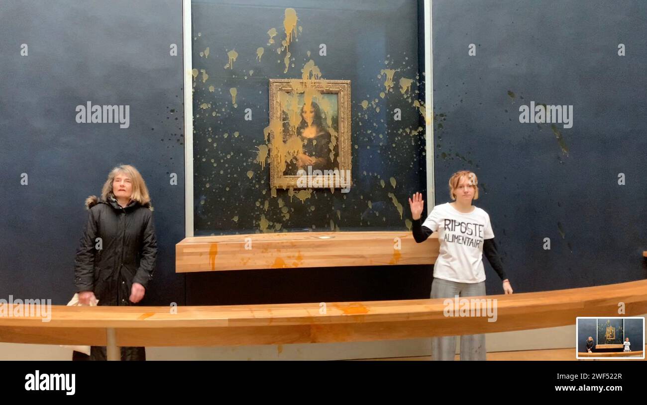 Paris, France. 28th Jan, 2024. A screen grab captured from a video ...