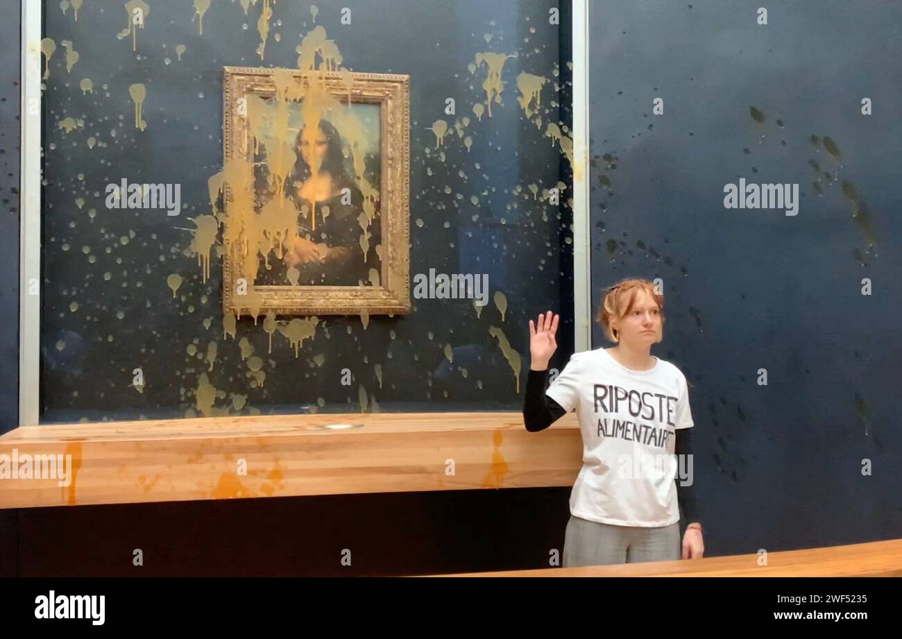 Paris, France. 28th Jan, 2024. A screen grab captured from a video ...