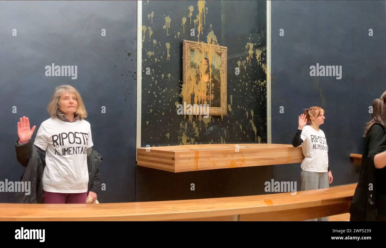 Paris, France. 28th Jan, 2024. A screen grab captured from a video ...