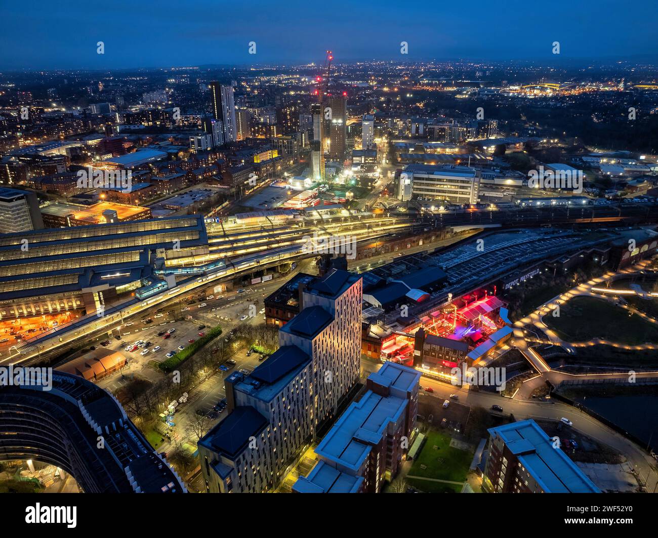 Aerial image of Manchester Piccadilly village and Piccadilly train ...