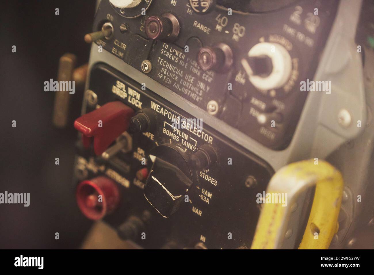 Weapon control panel in an old fighter plane in Denmark Stock Photo - Alamy