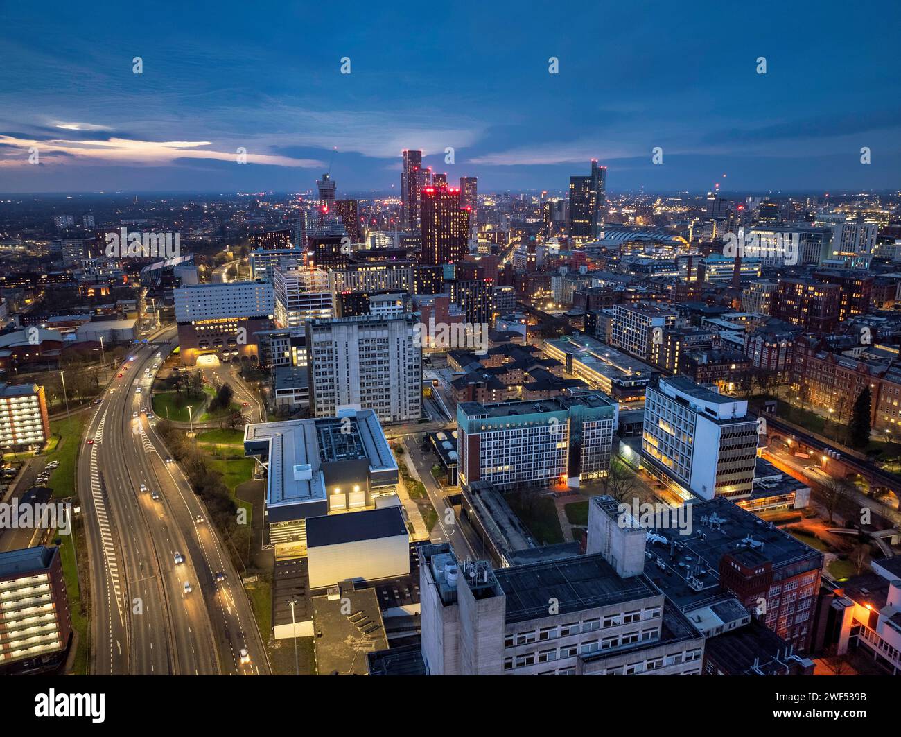 Aerial image of Manchester Skyline taken over Mancunian Way Stock Photo ...