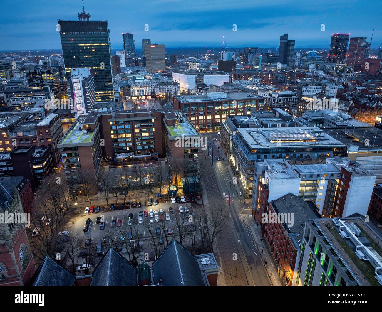Aerial image of Manchester downtown Stock Photo - Alamy