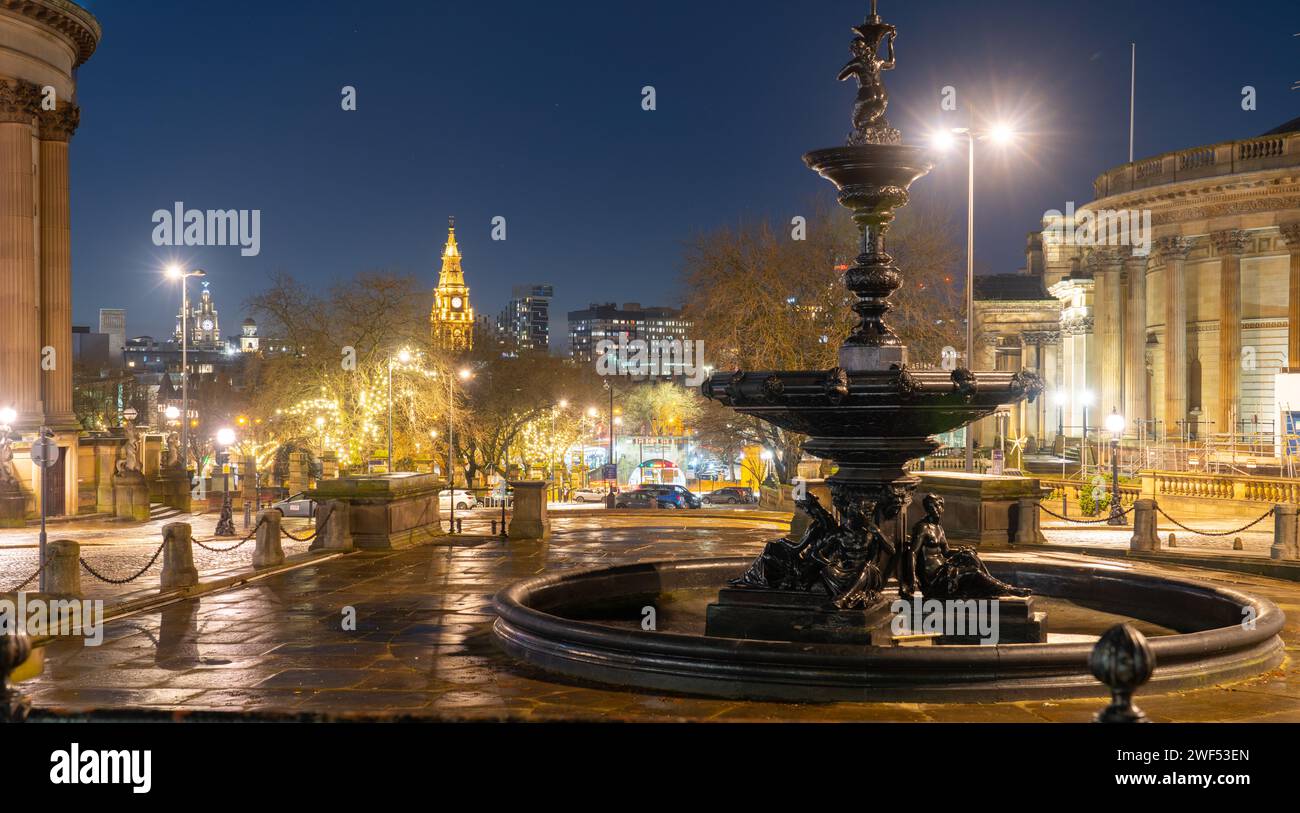 Steble Fountain, William Brown Street, Liverpool, in January 2024. The ...