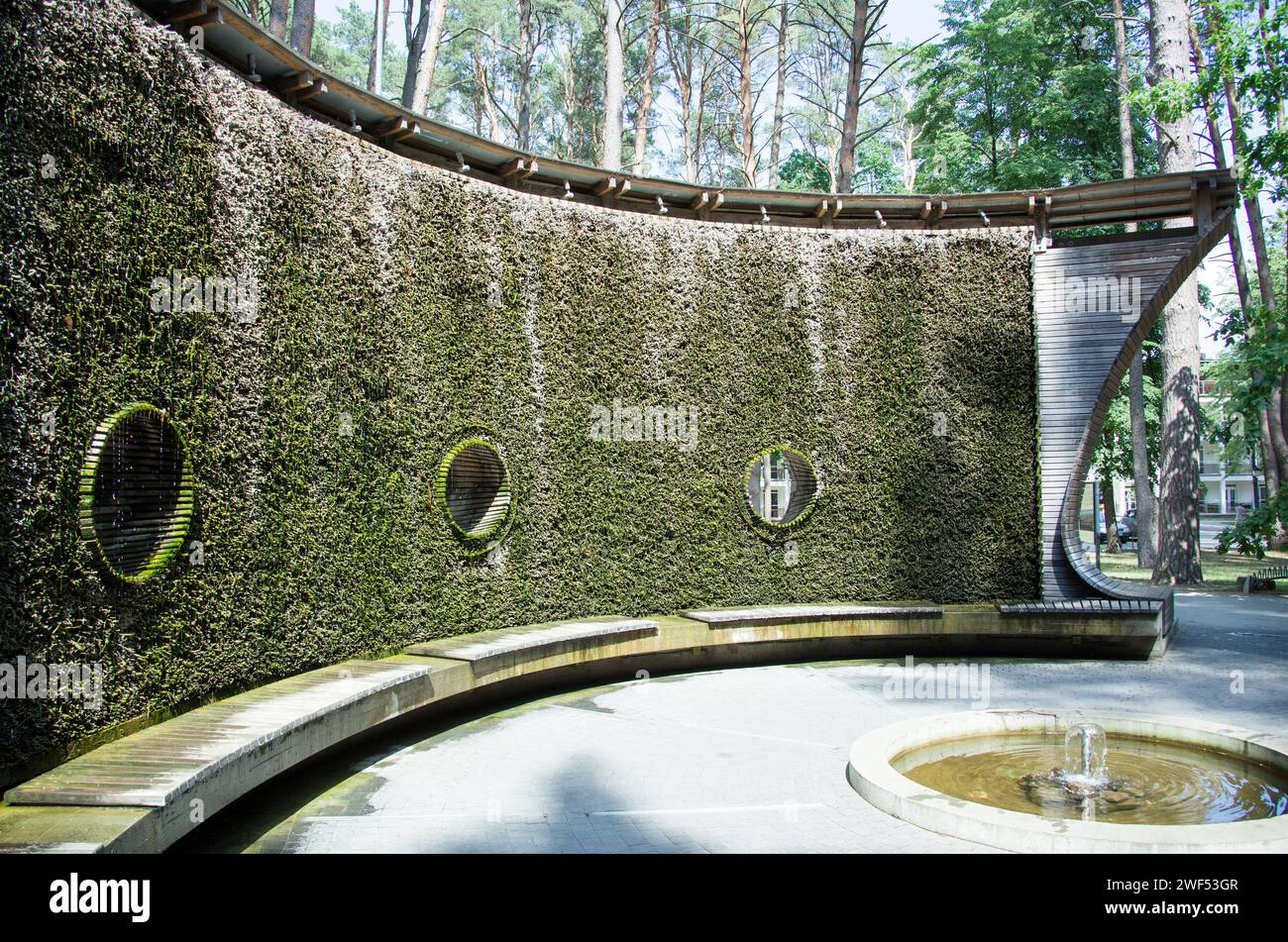 The Summer view of circular shape fountain and a place to breath healthy mineral water in ...