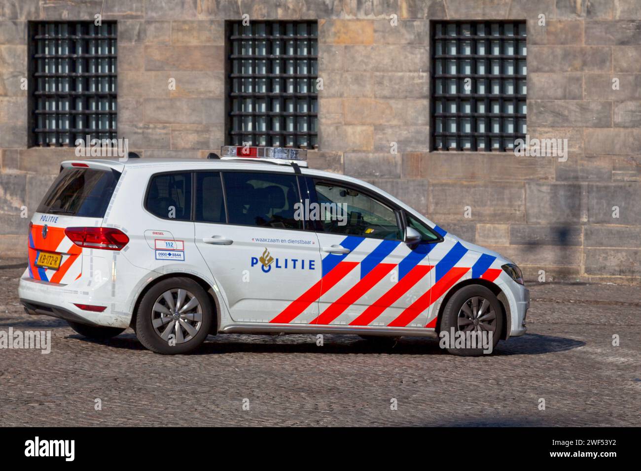 Amsterdam, Netherlands - August 27 2017: Dutch Police car passing on ...