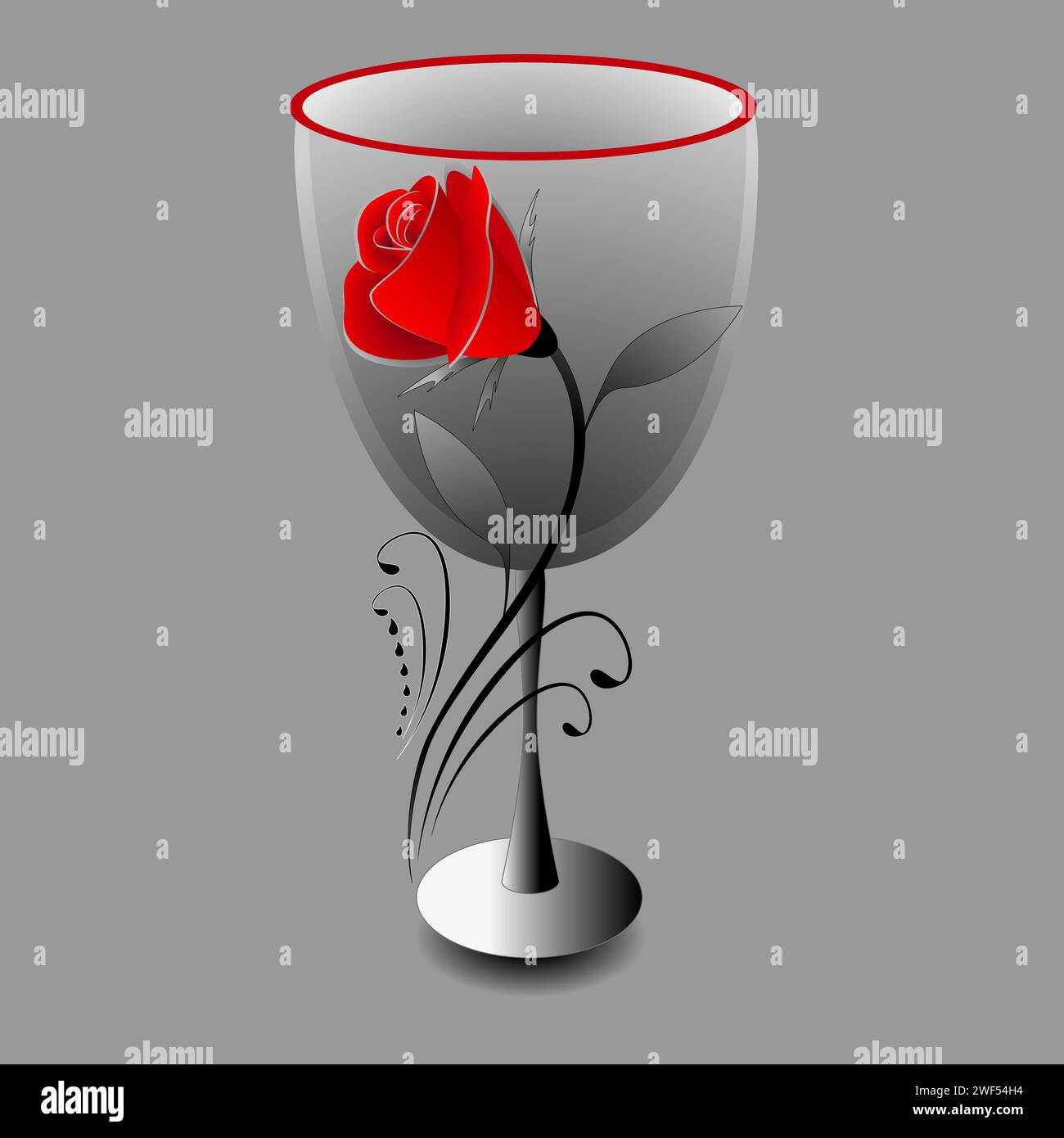 Rose in glass on Stock Vector Images - Alamy