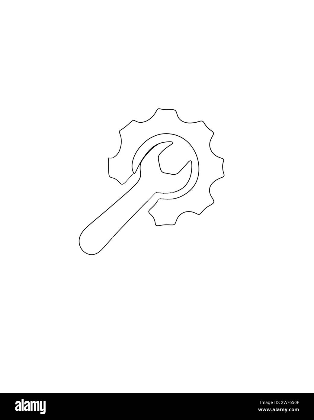 Wrench and gear icon in trendy flat line art design Stock Photo - Alamy Wrench and gear icon in trendy flat line art design Stock Photo - Alamy