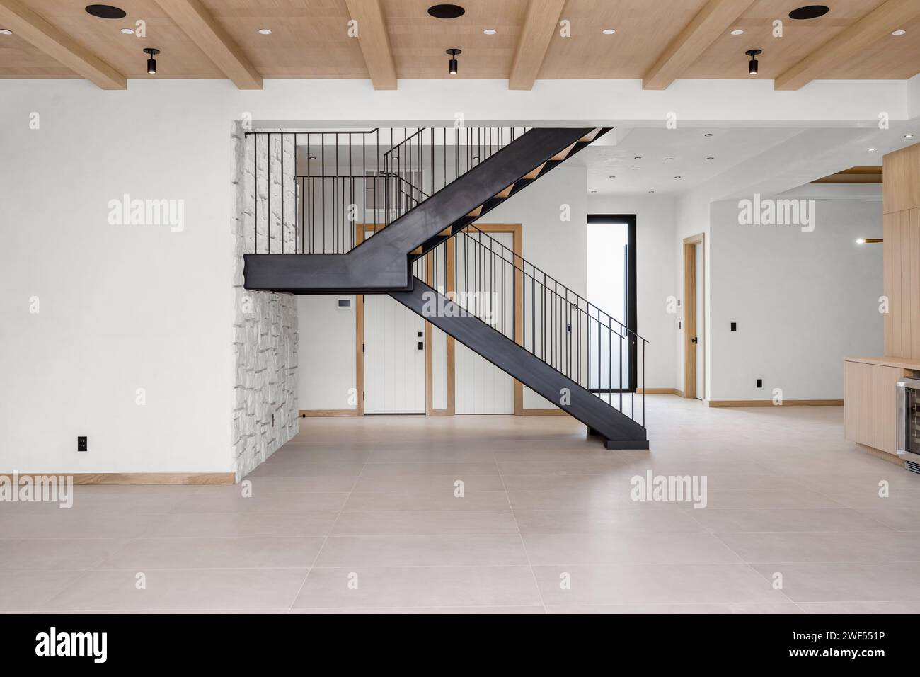 Stairs near open kitchen door, ideal location Stock Photo - Alamy