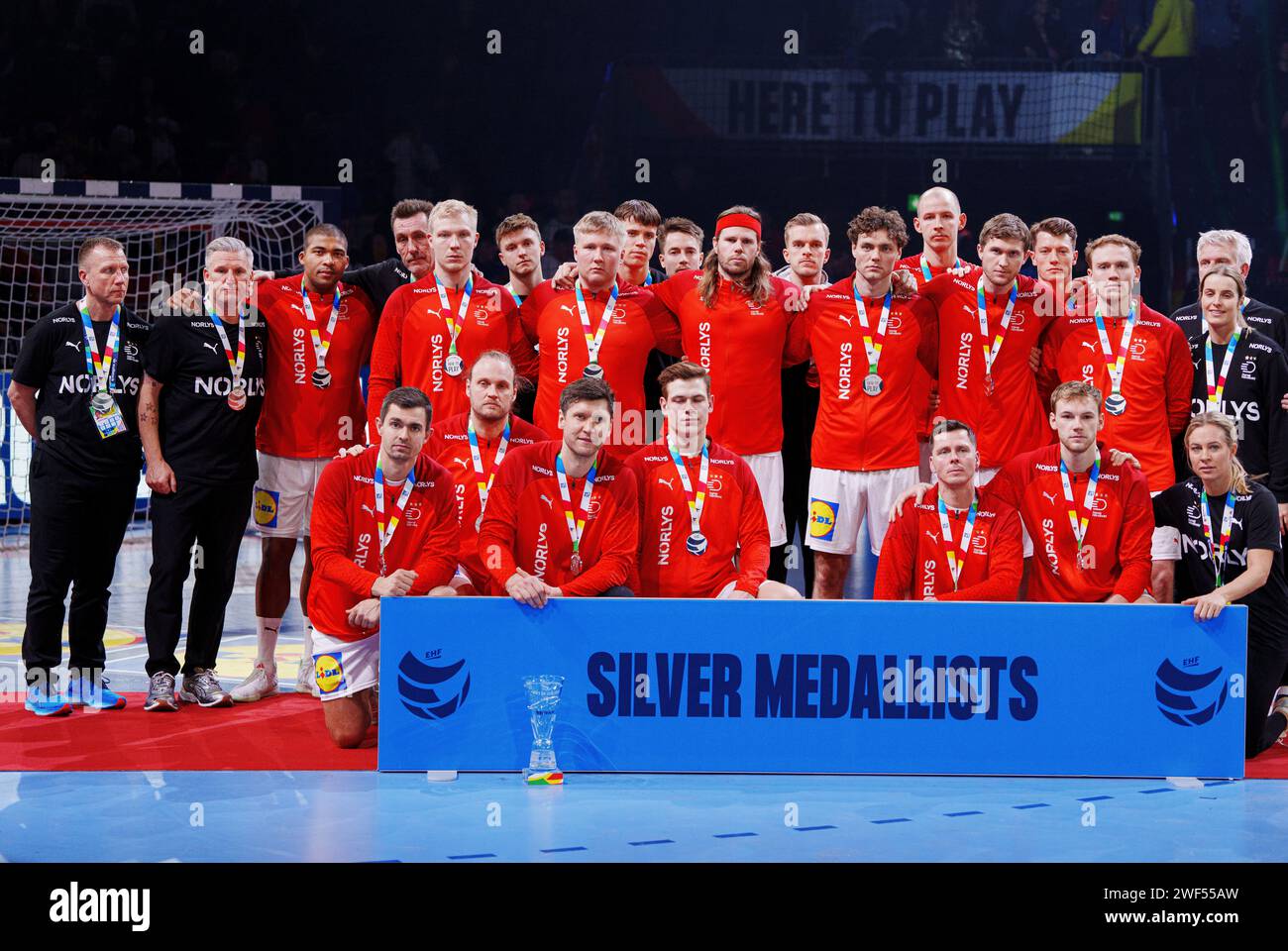 The Danish players and staff after the final between Denmark and France ...