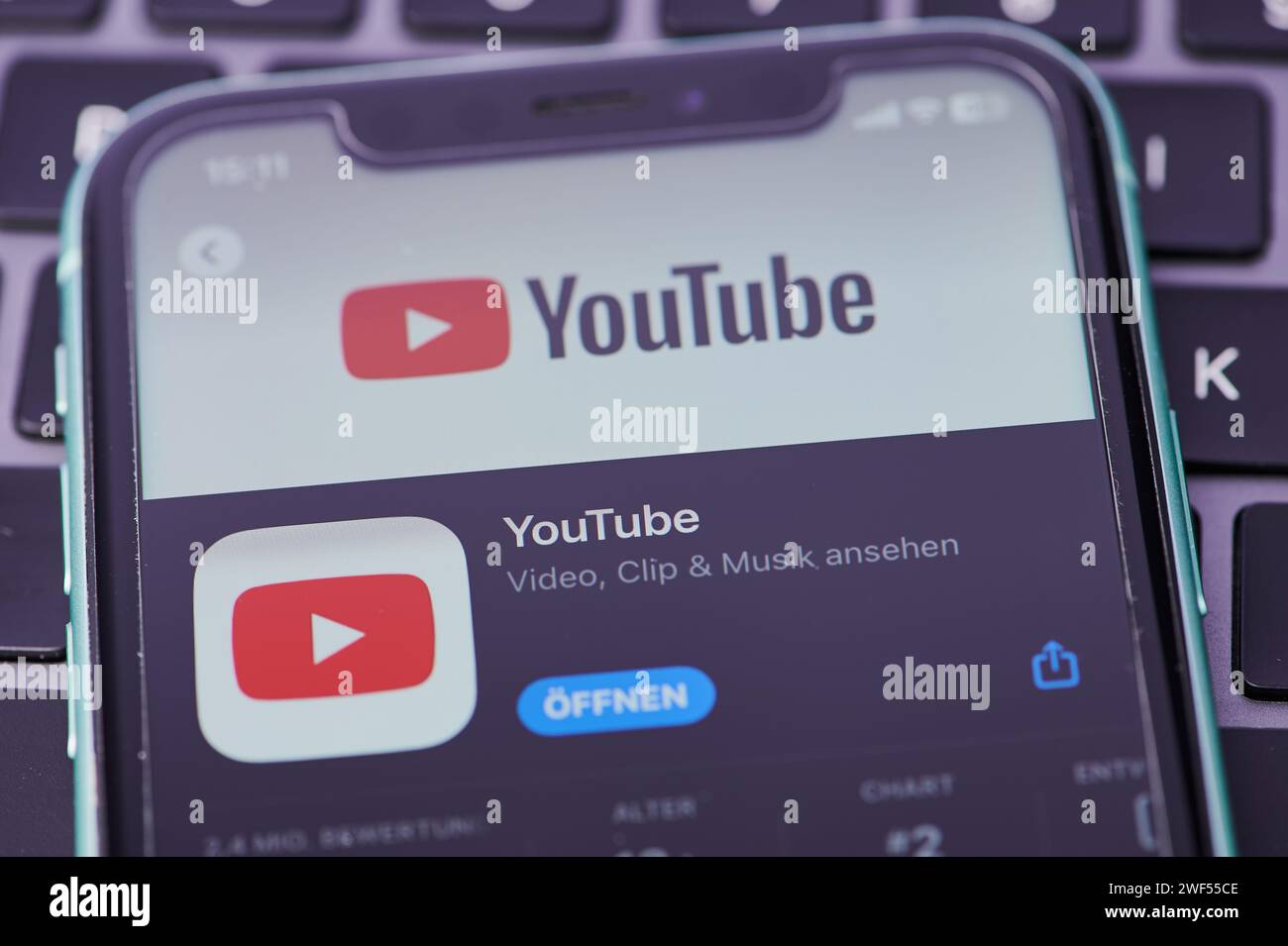 app icon of the YouTube app in the app store on iphone screen Stock ...