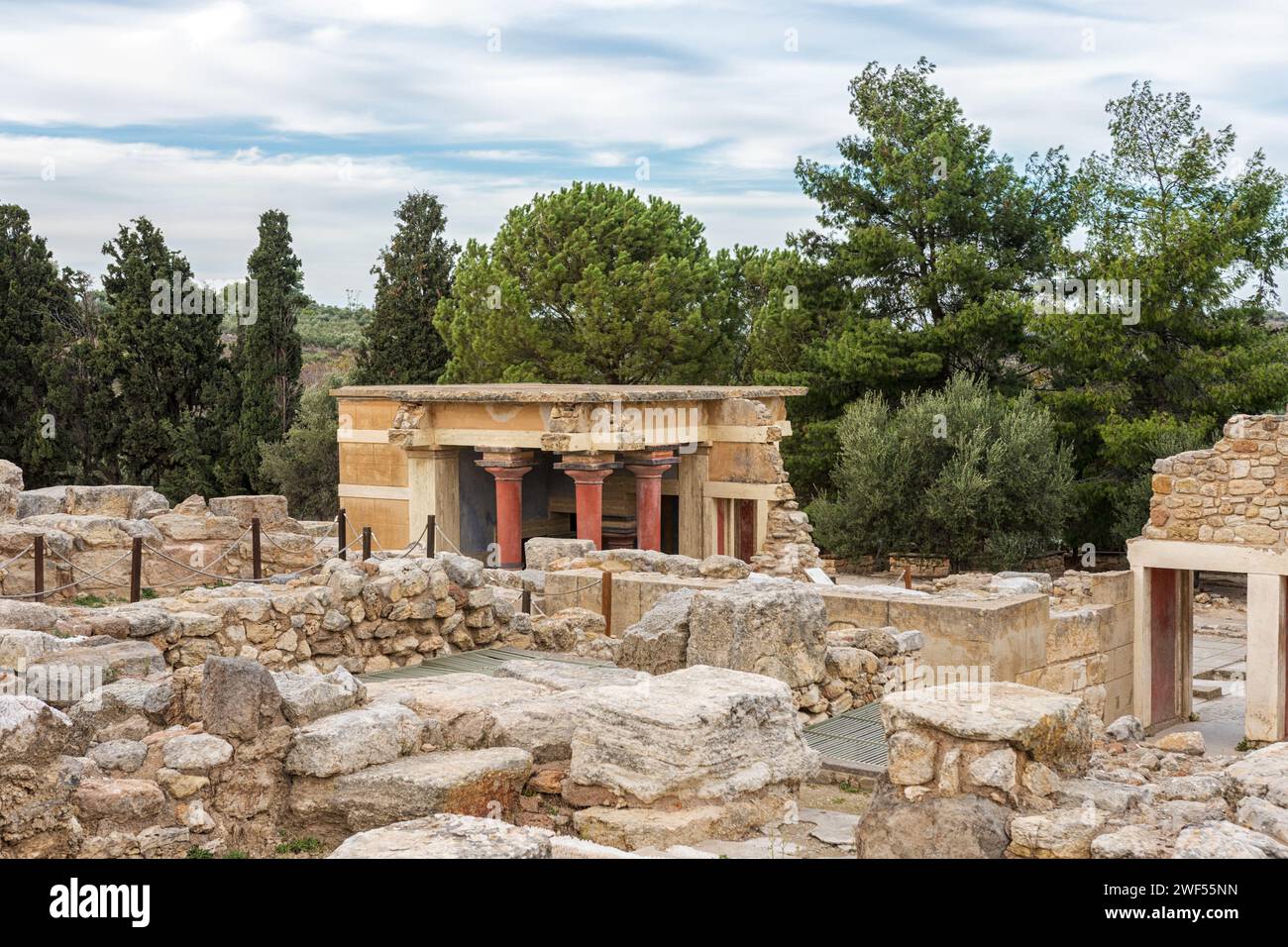 Knossos palace ruins on Crete island, Greece. Famous Minoan Knossos ...
