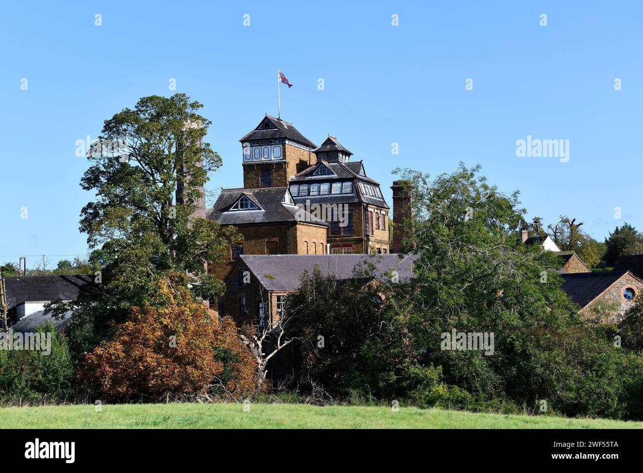 Hook Norton Brewery looking from across the fields behind the Building ...