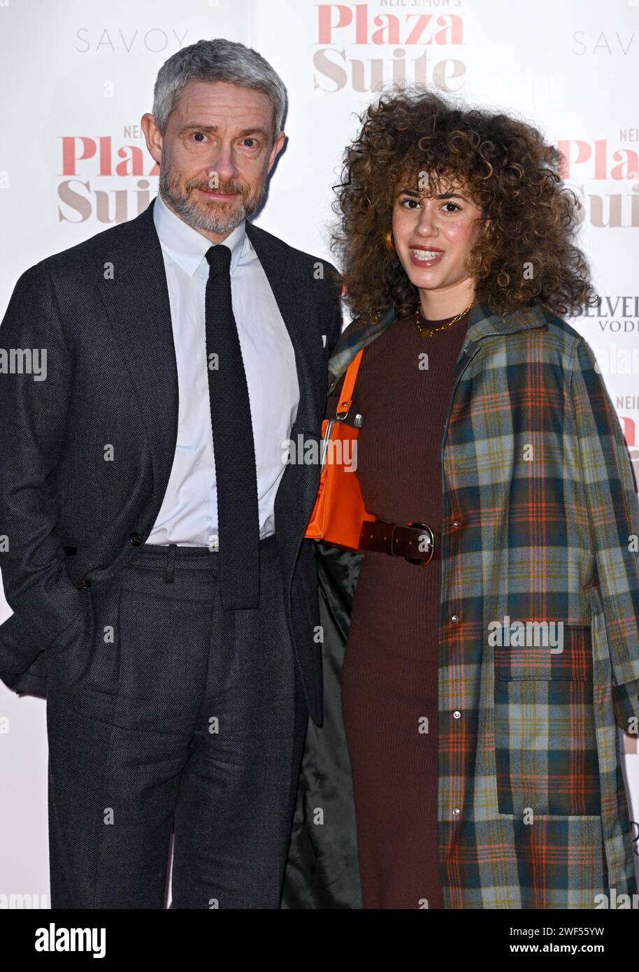 London, UK. January 28th, 2024. Martin Freeman and Rachel Mariam arriving at the gala ...