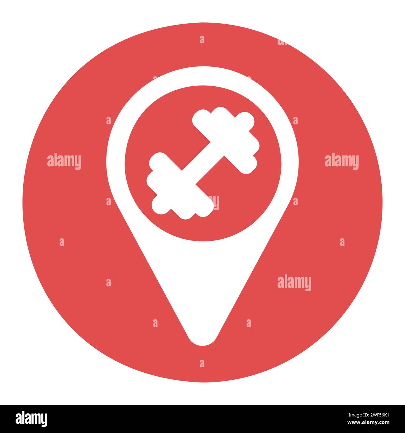 Gym pin map vector solid icon. Map pointer. Map markers. GPS location ...