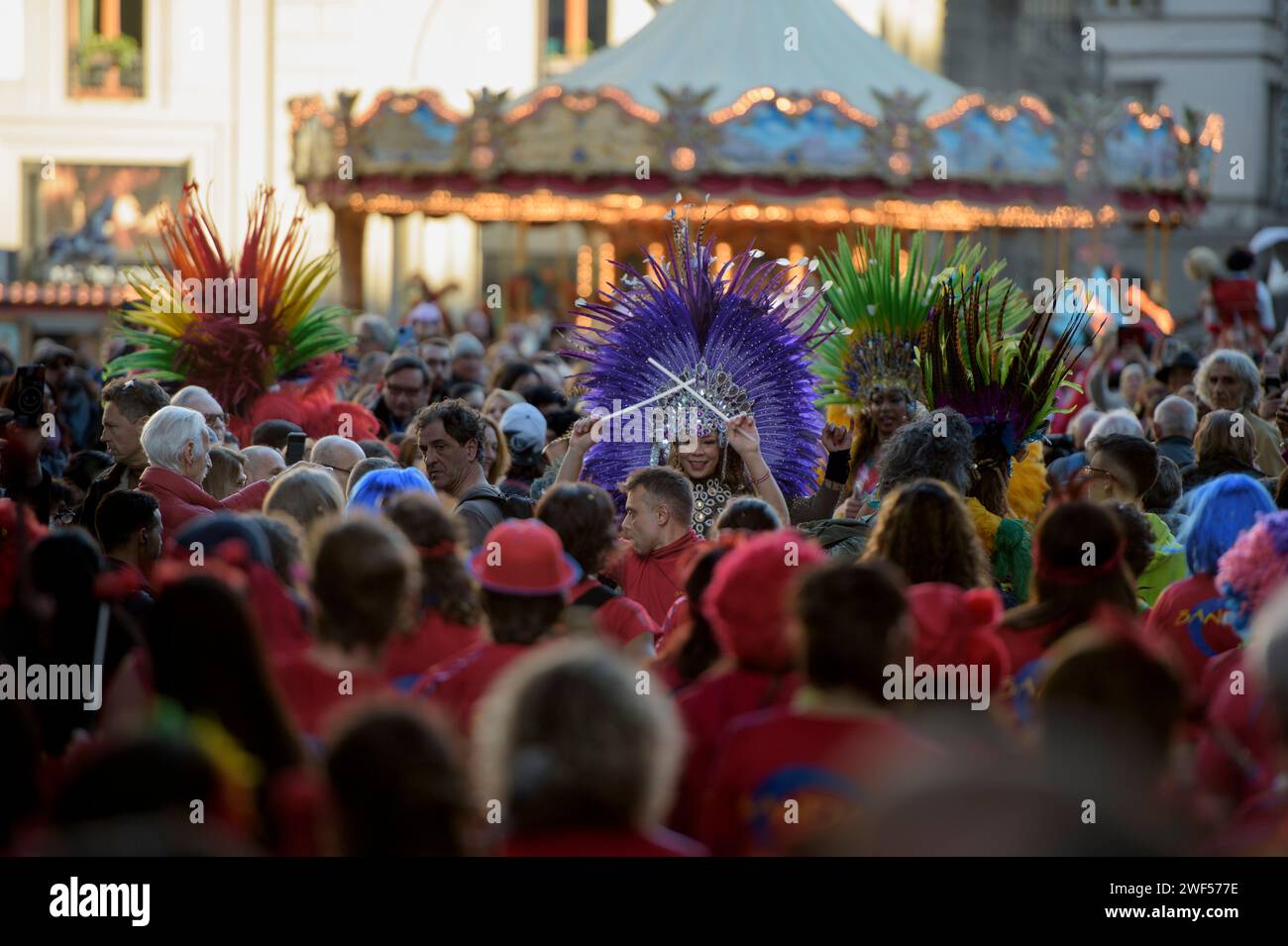 Florence, Italy. 28th Jan, 2024. A Brazilian dancer surrounded by the ...