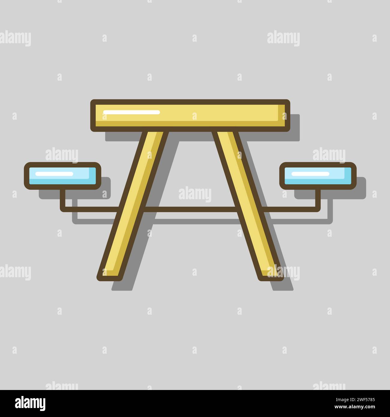 Camping table wooden park bench vector icon. Graph symbol for travel ...