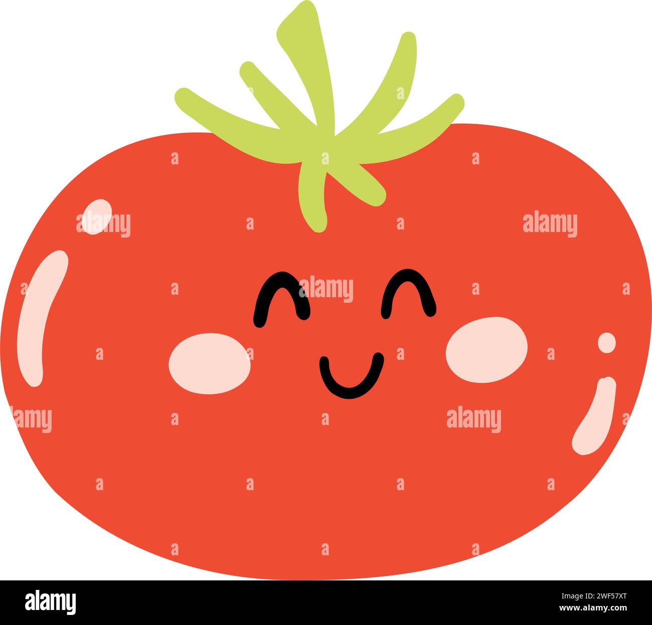Cute hand drawn tomato smiling. Kawaii funny vegetable character for ...