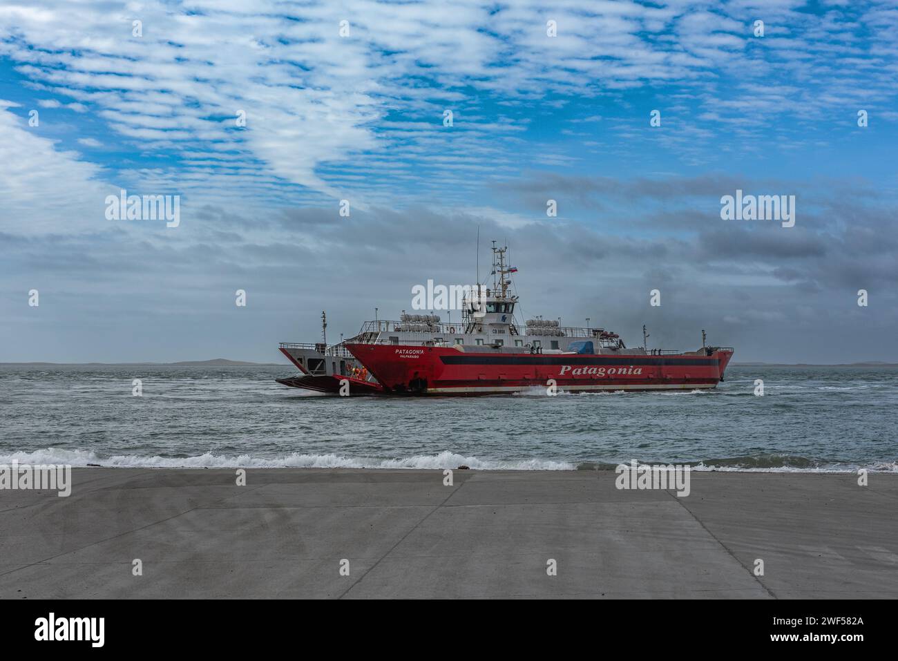 Large Car Ferry From Punta Delgada To Tierra Del Fuego, Argentina Stock ...